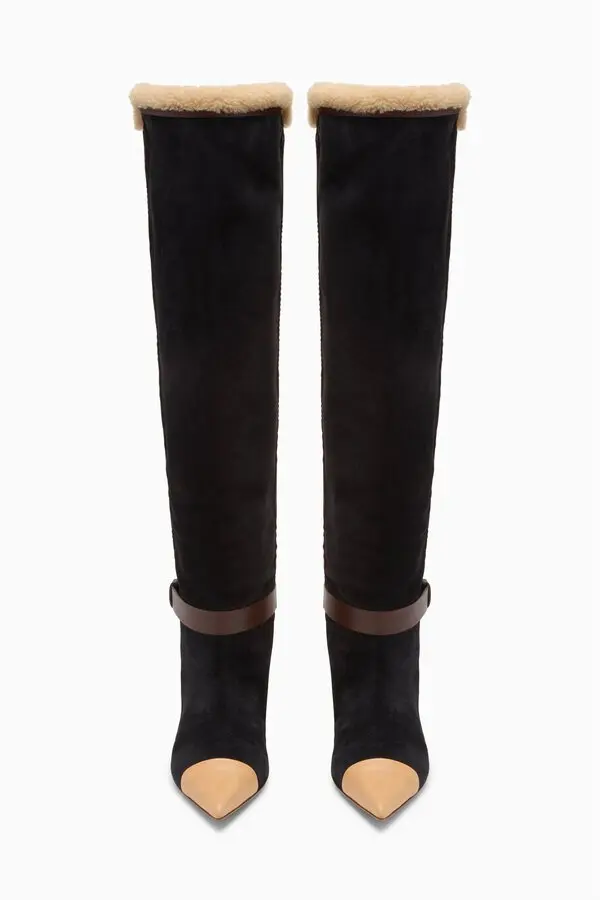 Ulla Johnson Kiki Patchwork Over-the-knee Boots - Almond Mixte