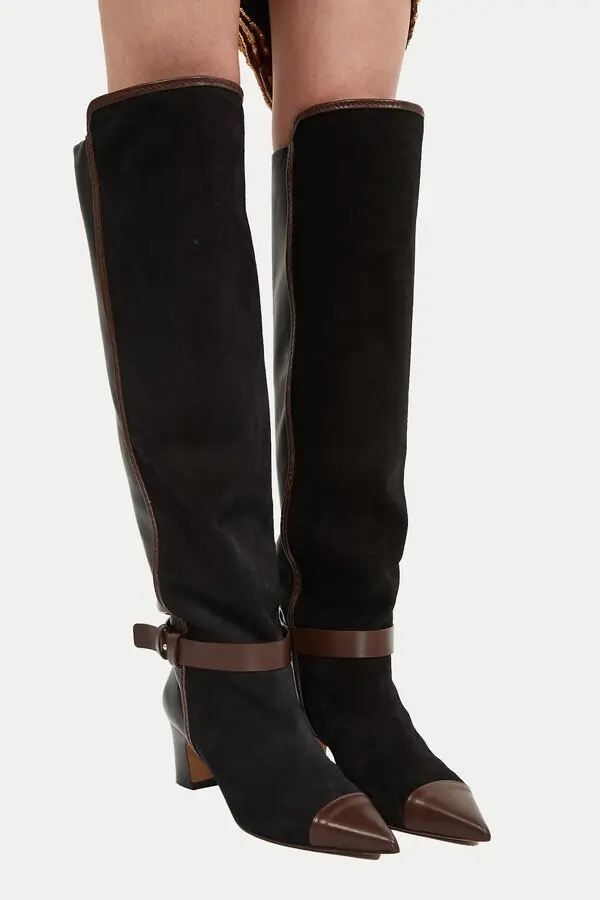 Ulla Johnson Kiki Patchwork Over-the-knee Boots - Noir Mixte