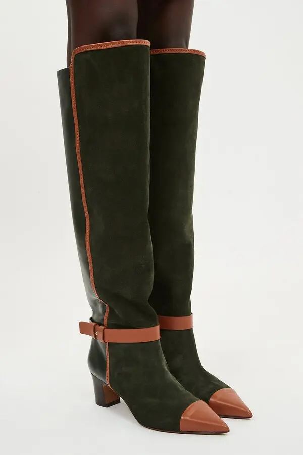 Ulla Johnson Kiki Patchwork Over-the-knee Boots - Militaire Mixte