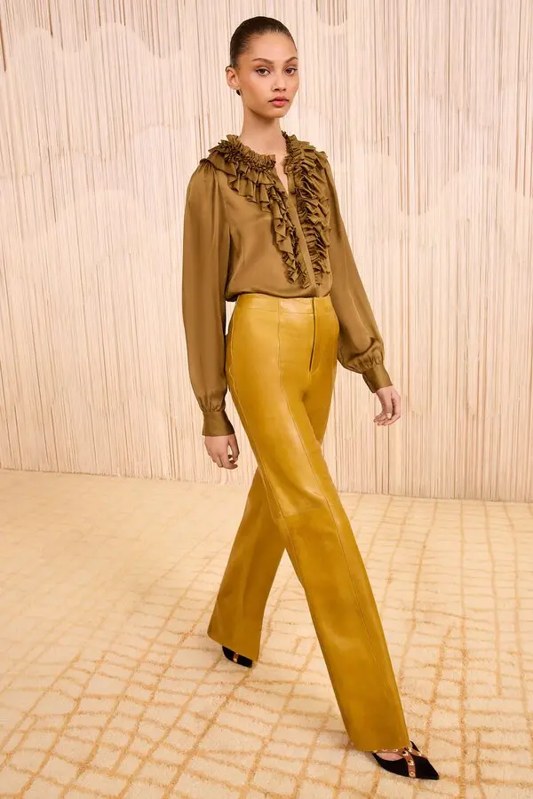 Ulla Johnson Rouen Silk Ruffle Blouse - Willow