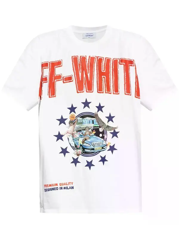 Off-White Logo-graphic-print Cotton T-shirt - White