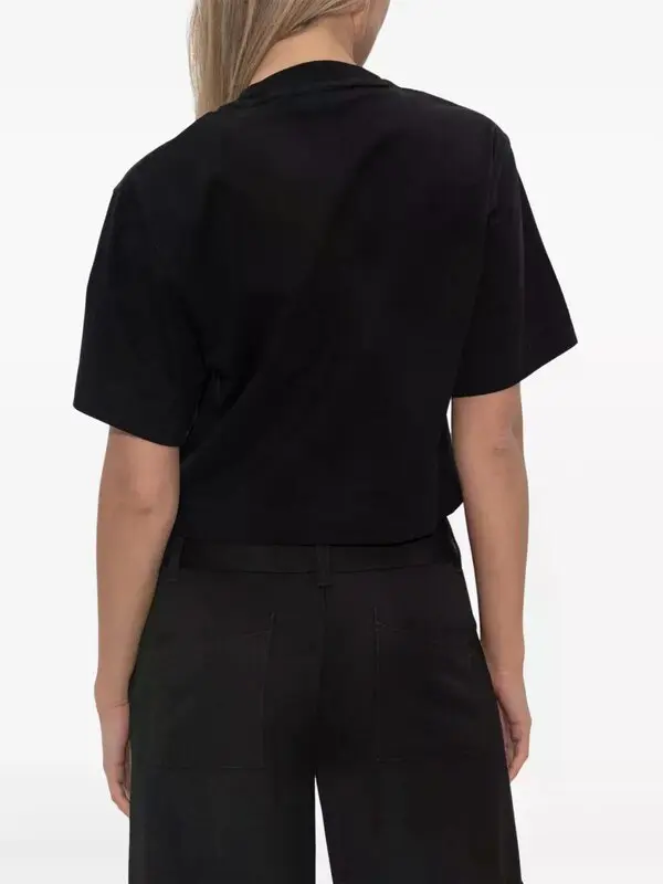 Off-White Jewelled-logo Cropped T-shirt - Black