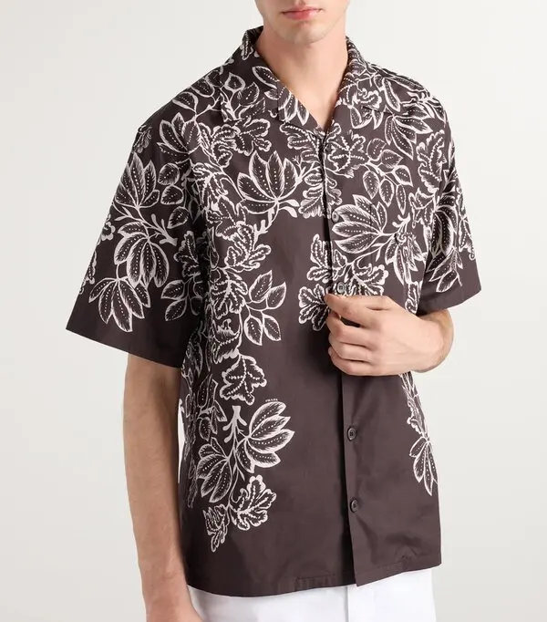 Prada Cotton Printed Bowling Shirt - Brown