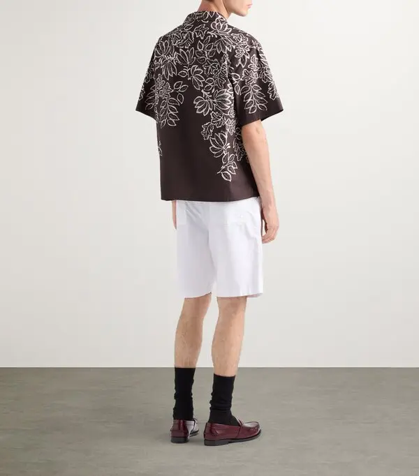 Prada Cotton Printed Bowling Shirt - Brown