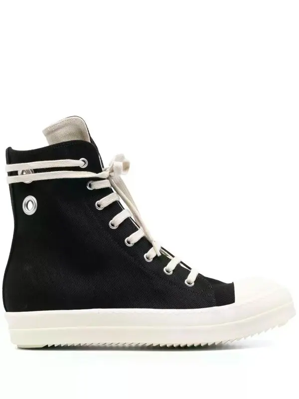 Rick Owens Eyelet-detail High-top Sneakers - Black
