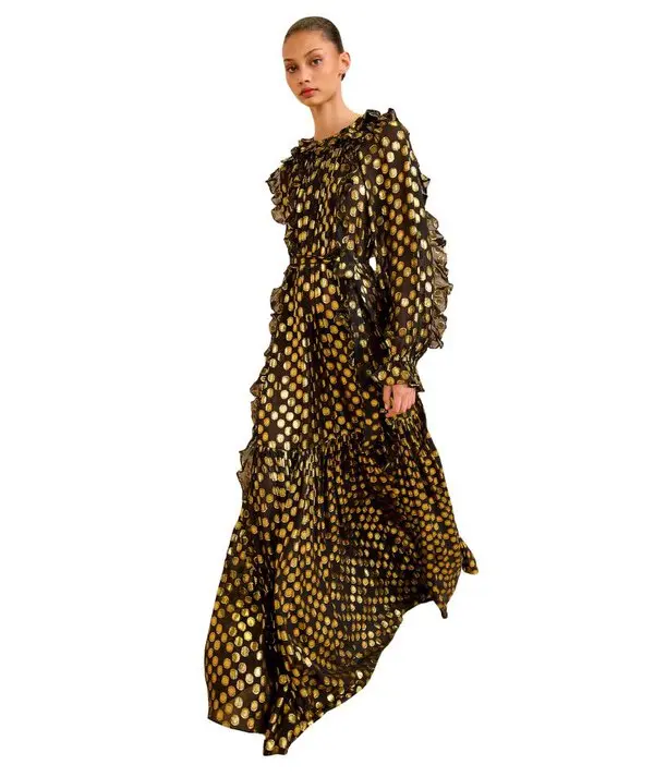 Ulla Johnson Celestina Long Sleeve Gown - Obsidian