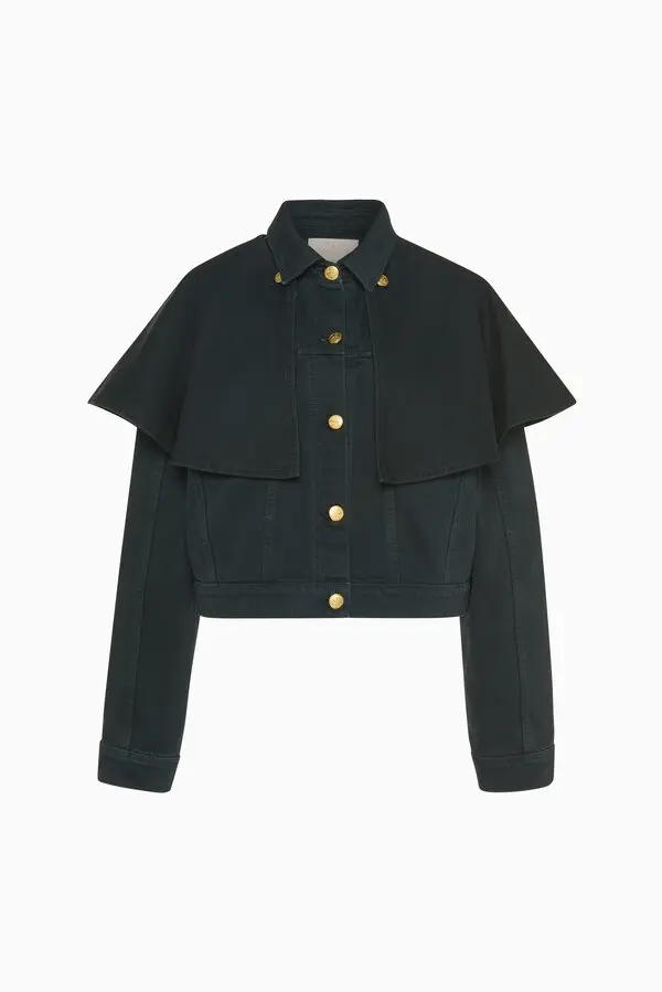 Ulla Johnson Agata Denim Cape Jacket - Hunter