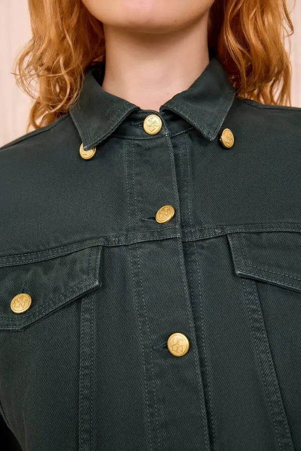Ulla Johnson Agata Denim Cape Jacket - Hunter