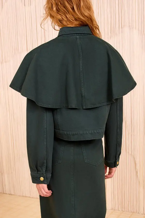 Ulla Johnson Agata Denim Cape Jacket - Hunter