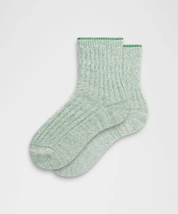 Lululemon Quarter-length Ragg Socks - Coconut Ivory Multi/canteen Green