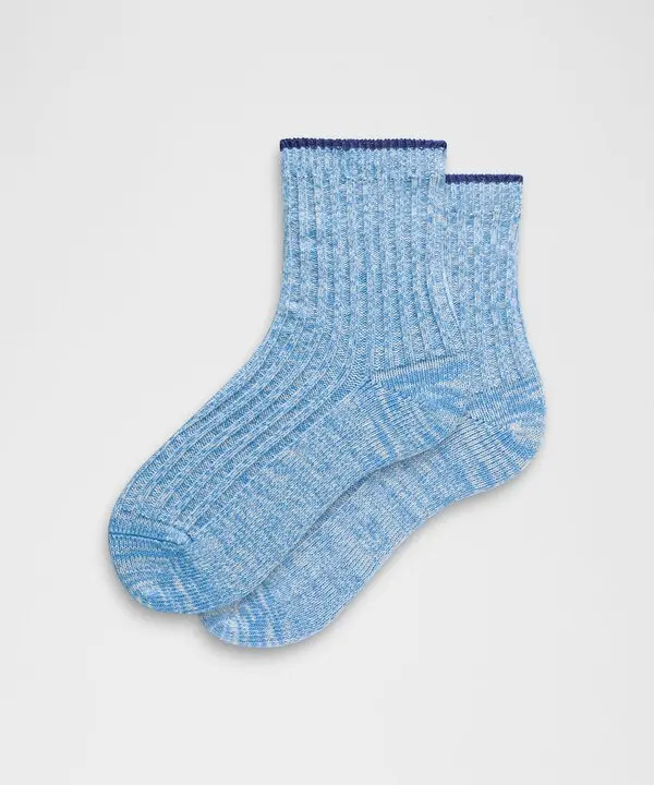 Lululemon Quarter-length Ragg Socks - Ocean Wave Multi/clubhouse Blue