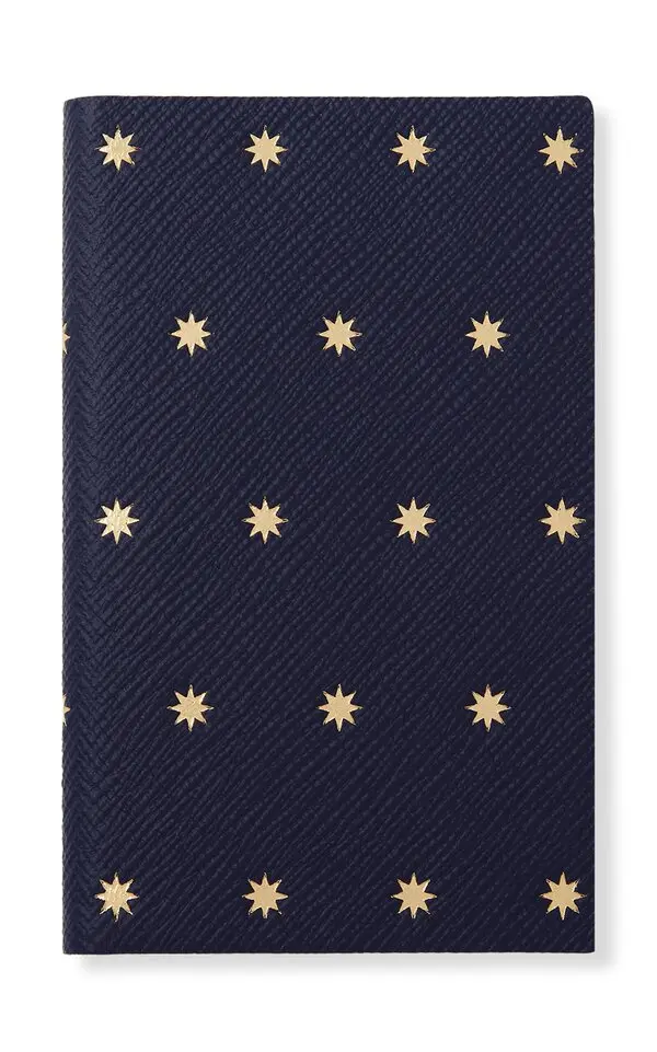 Smythson Panama Leather Stars Notebook - Navy