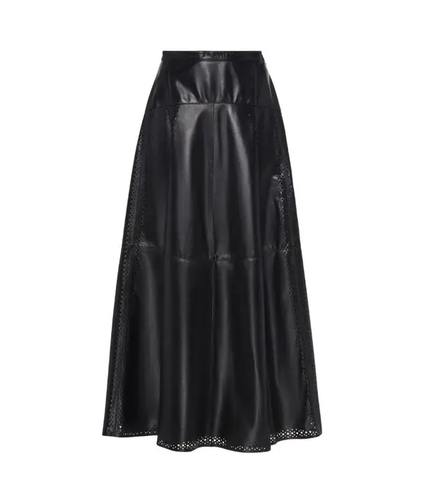 Ulla Johnson Aninda Leather Midi Skirt - Noir