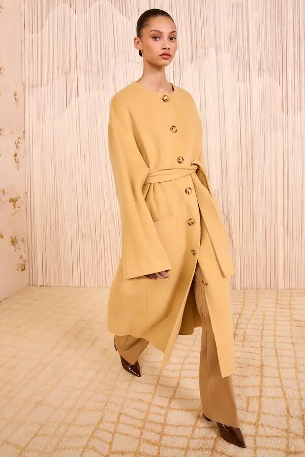 Ulla Johnson Fernanda Double Faced Wool Overcoat - Lotus