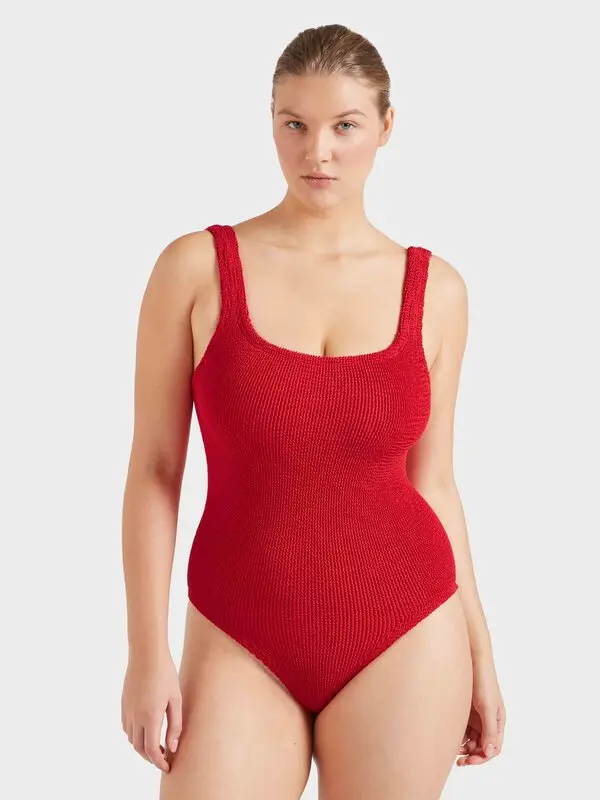 Hunza G Coverage Square Neck Swimsuit - Crinkle Red