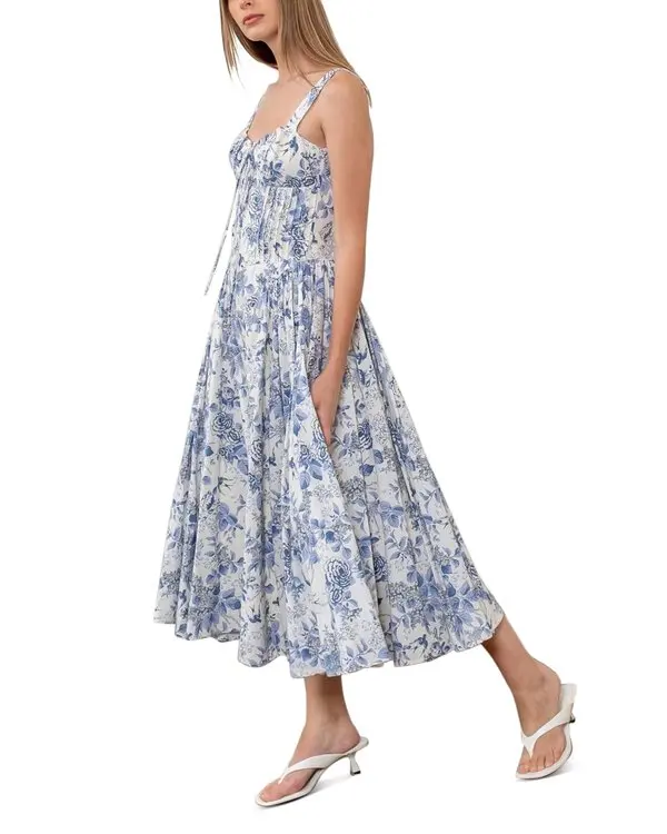 Moon River Floral Print Midi Dress
