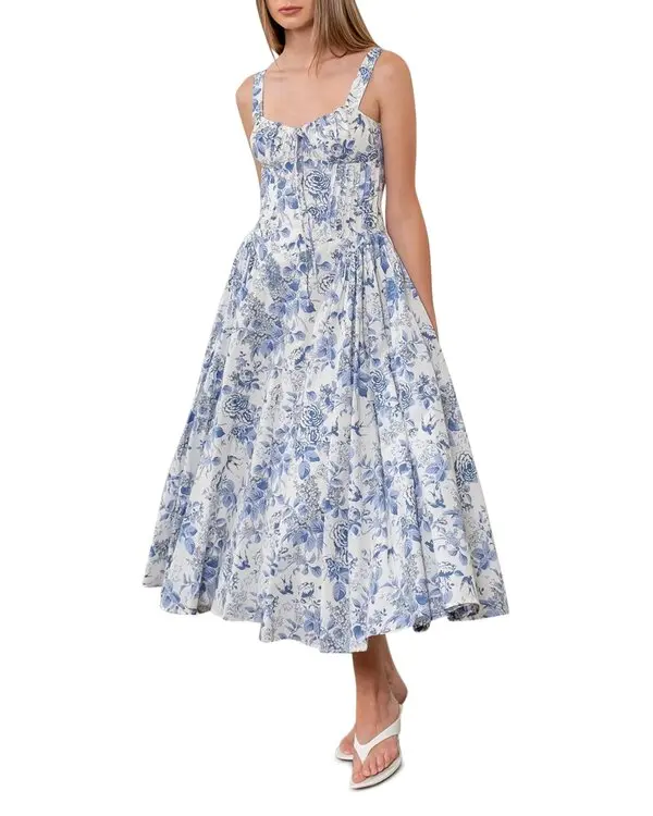 Moon River Floral Print Midi Dress
