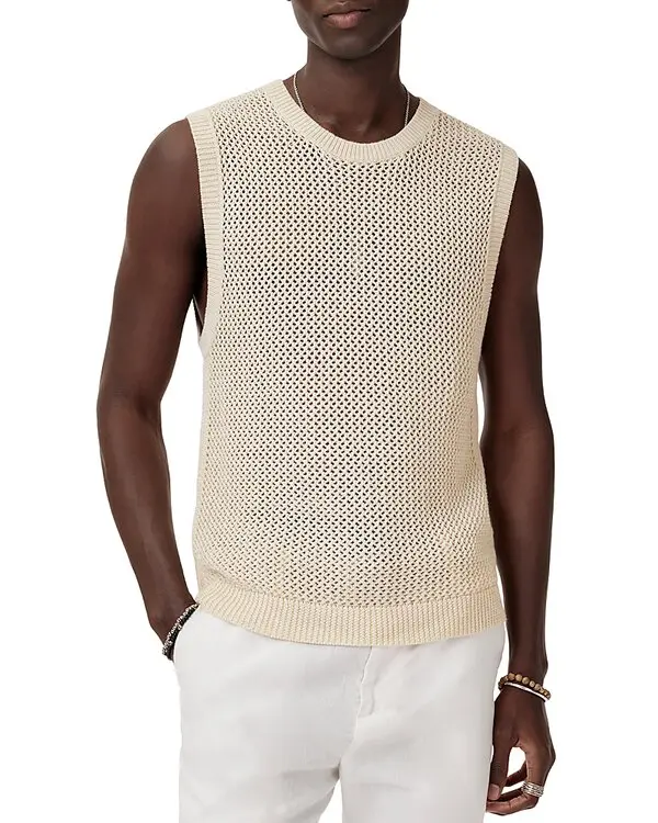 John Varvatos Augusto Open Stitch Tank Top - Eggshell