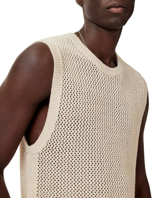 John Varvatos Augusto Open Stitch Tank Top - Eggshell
