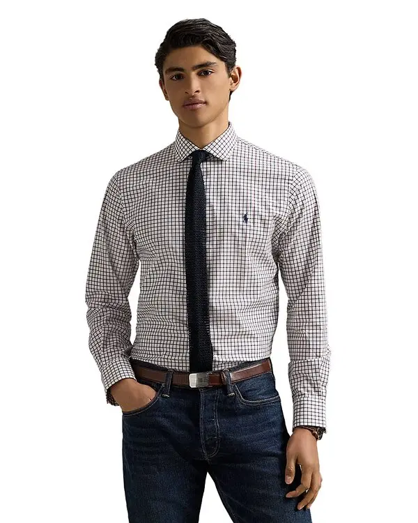 Ralph Lauren Cotton Stretch Poplin Gingham Check Classic Fit Button Down Shirt - Multi