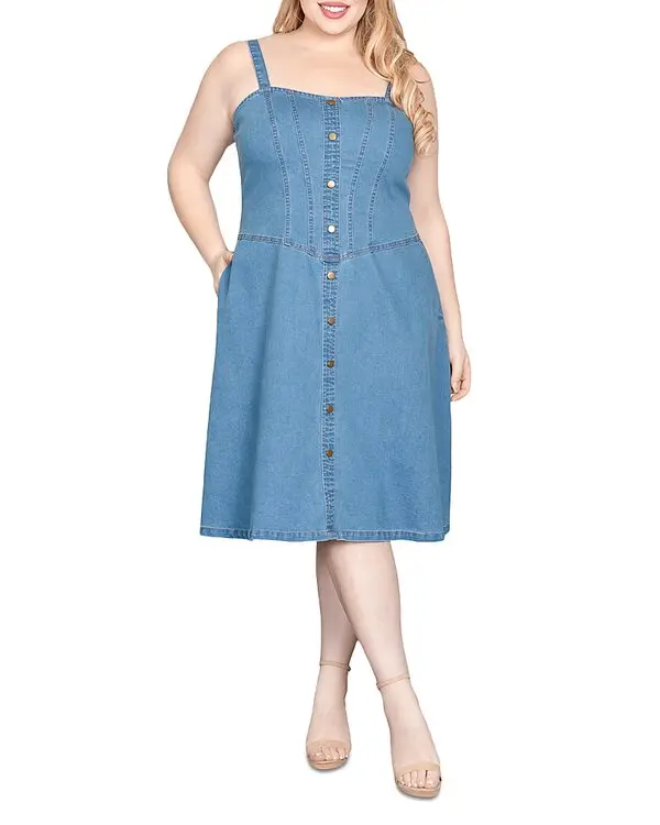 STANDARDS & PRACTICES Wide Strap Denim Dress - Blue Blast