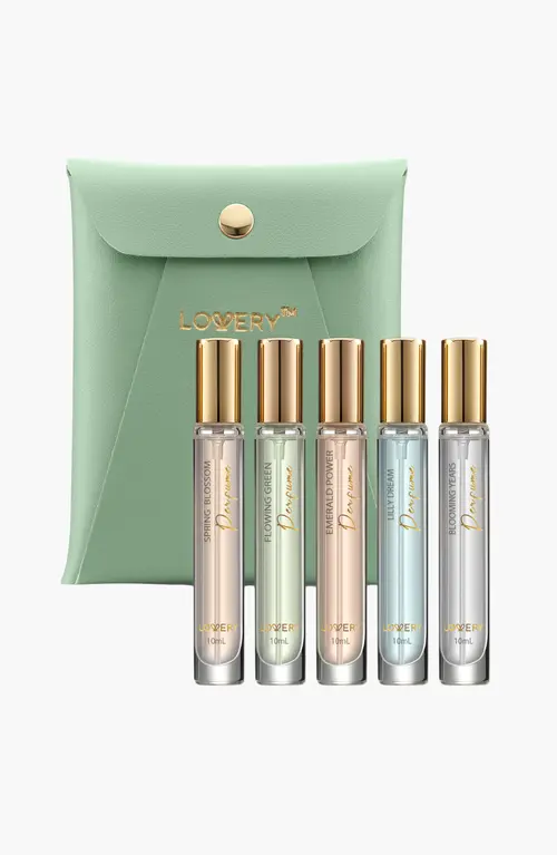 LOVERY 6-piece Eau De Parfum Perfume Set With Leather Pouch - Light Sage