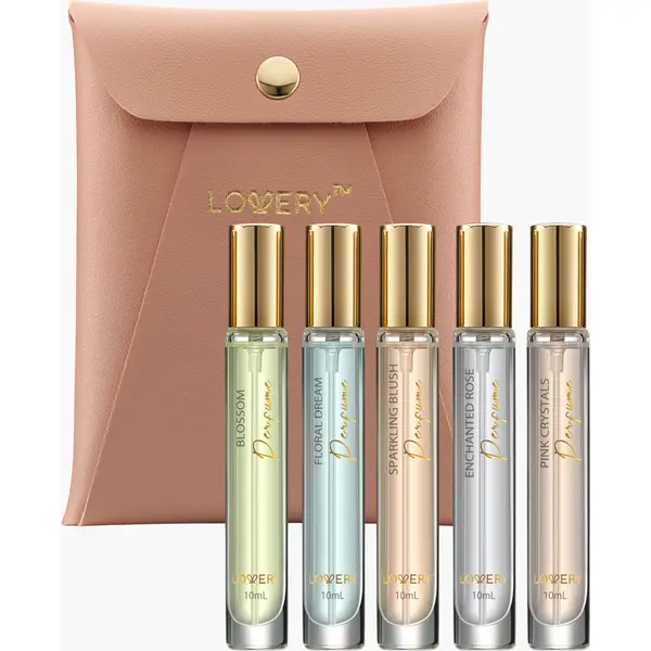 LOVERY Eau De Parfum 6-piece Perfumes Set With Leather Pouch - Light Pink