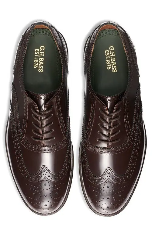 G.H.BASS Monogram Wingtip Oxford - Dk Brown