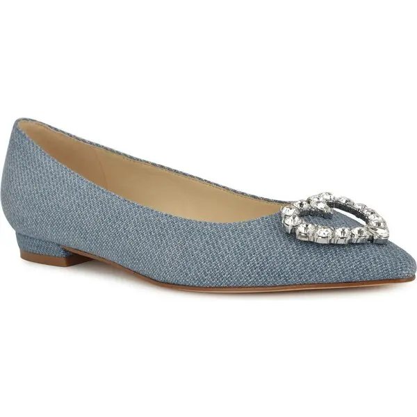 Nine West Hearts Rhinestone Flat - Medium Blue 420