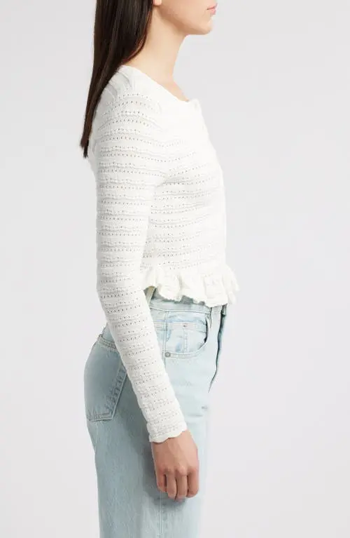 LoveShackFancy Rogan Pointelle Cardigan - Ivory