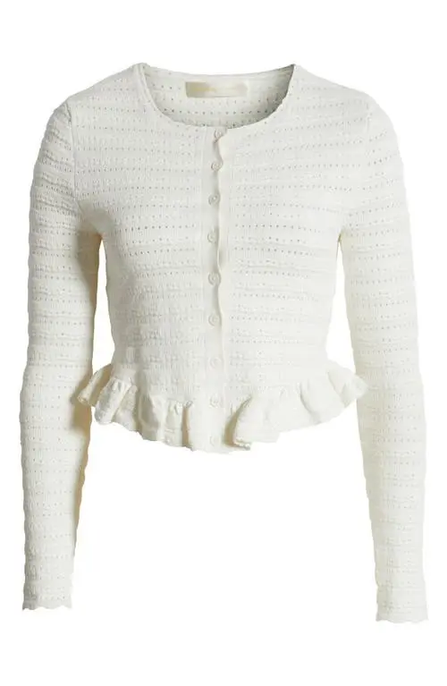 LoveShackFancy Rogan Pointelle Cardigan - Ivory