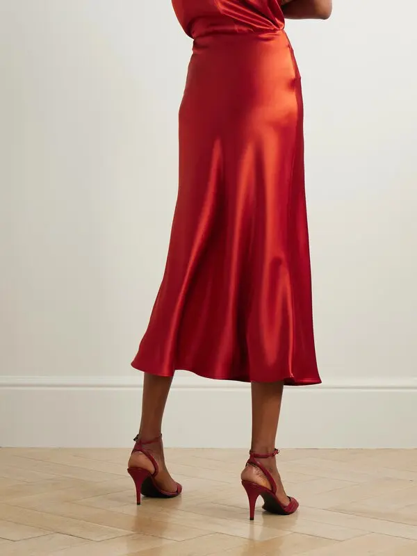 Galvan Valletta Draped Satin Midi Skirt