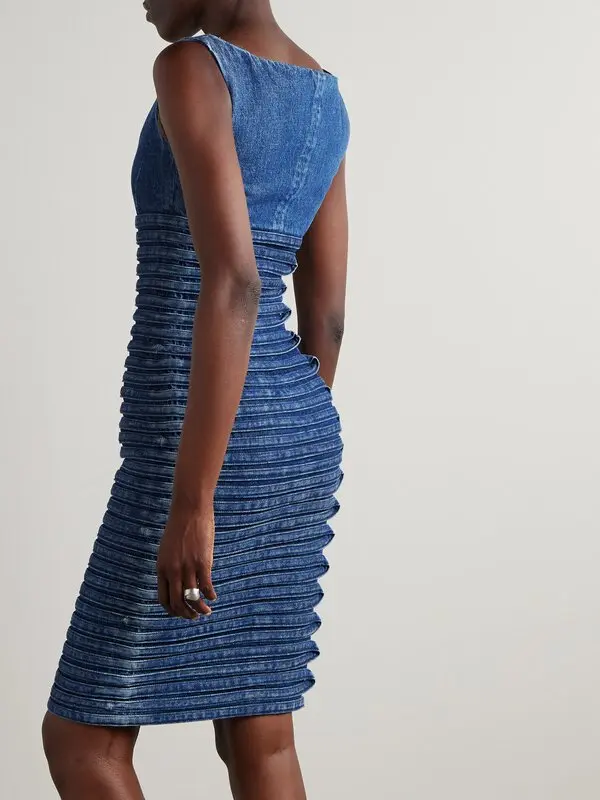 Versace Appliquéd Denim Mini Dress - Blue