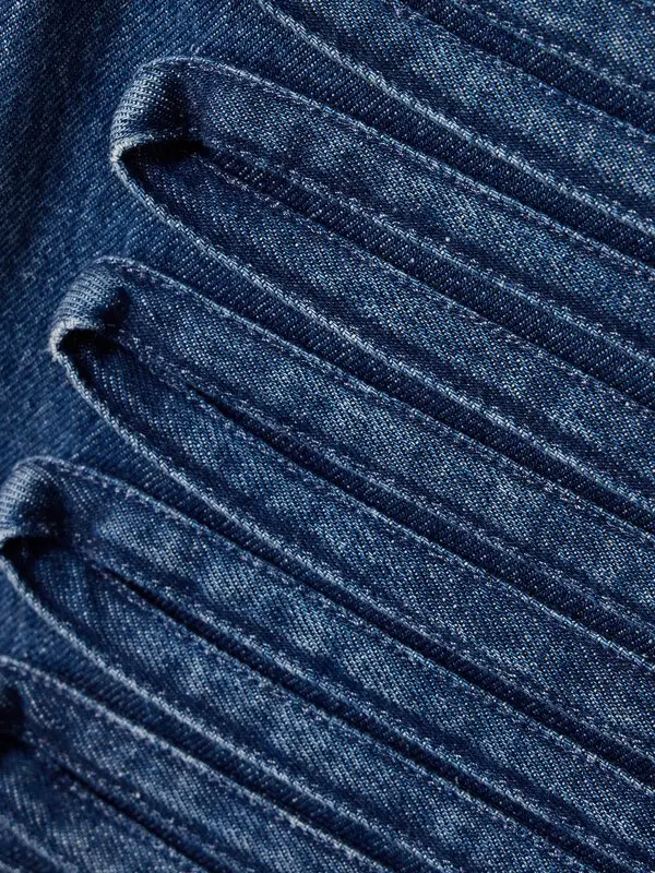 Versace Appliquéd Denim Mini Dress - Blue