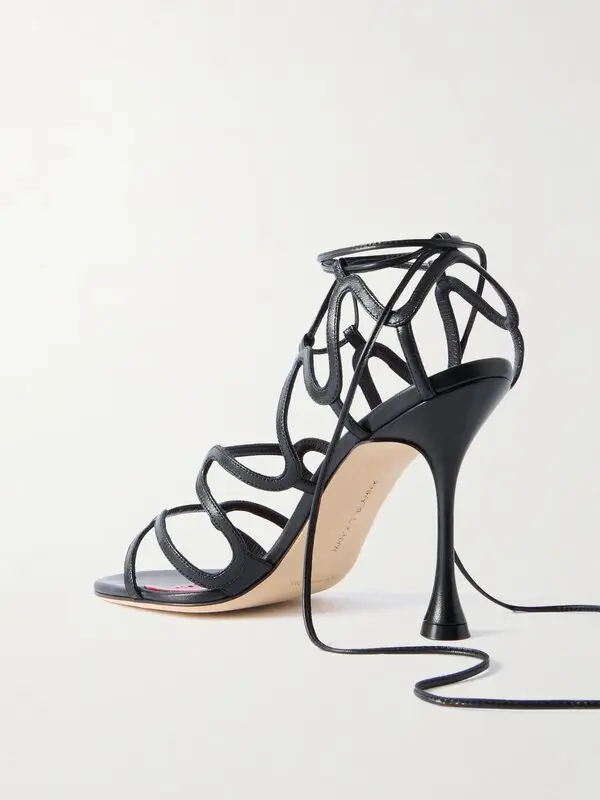 Manolo Blahnik Fawda 105 Leather Sandals - Black