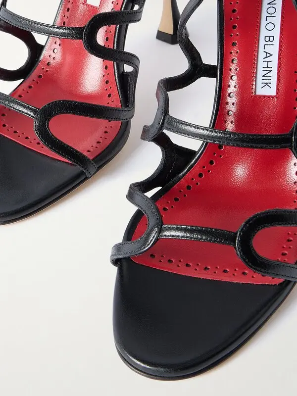 Manolo Blahnik Fawda 105 Leather Sandals - Black