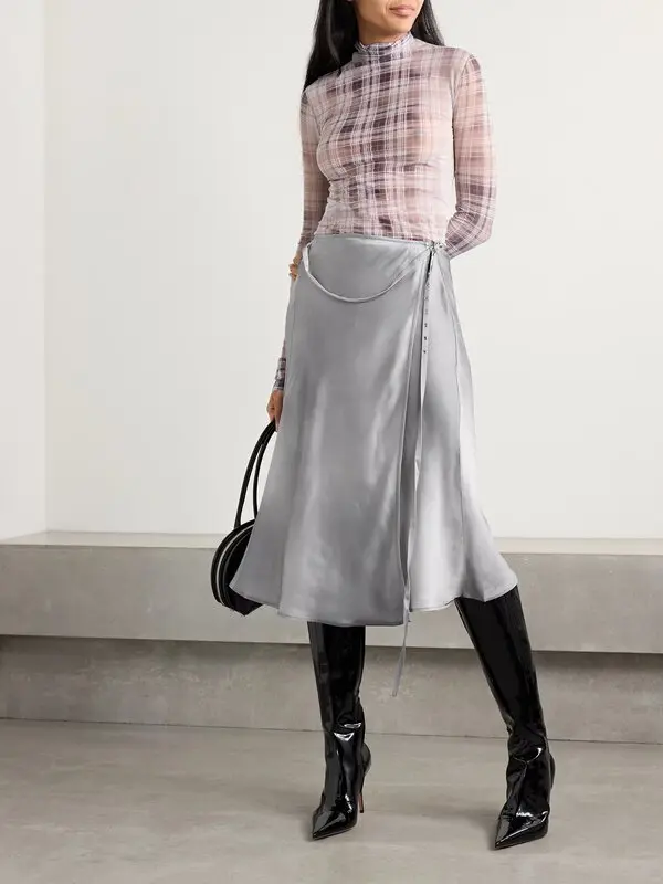 Acne Studios Belted Satin Wrap Skirt