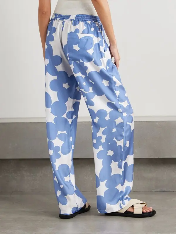 Marni Floral-print Silk-satin Twill Pants - Multi