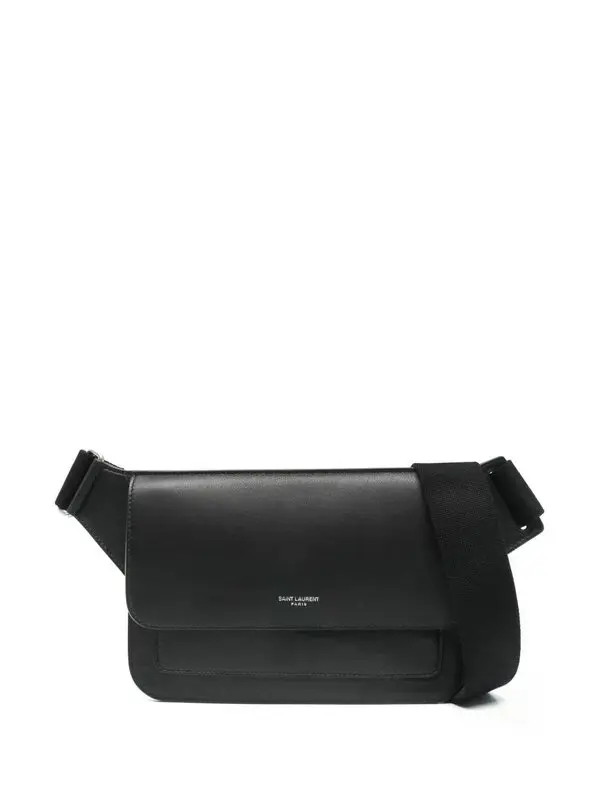 Saint Laurent Logo-stamp Leather Belt Bag - Black