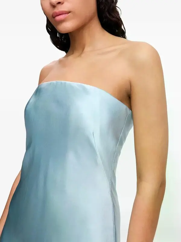 Alejandra Alonso Rojas Strapless Silk Gown - Blue