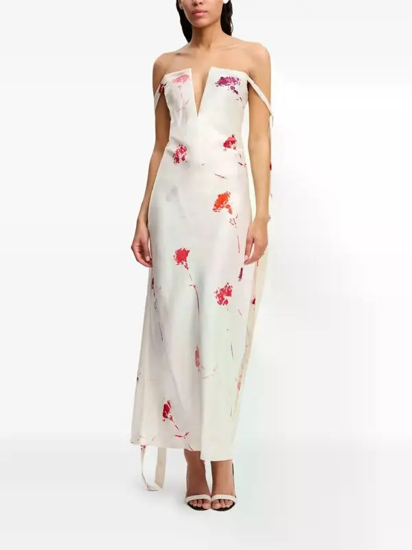 Alejandra Alonso Rojas Strapless Dress With Tie Sleeves