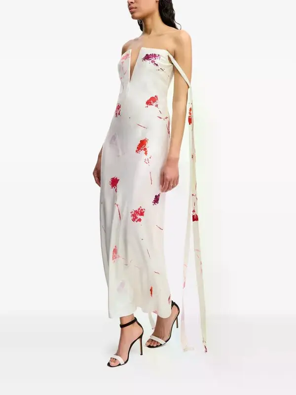 Alejandra Alonso Rojas Strapless Dress With Tie Sleeves