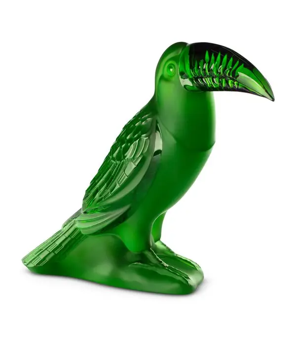Lalique Crystal Toucan Sculpture - Green