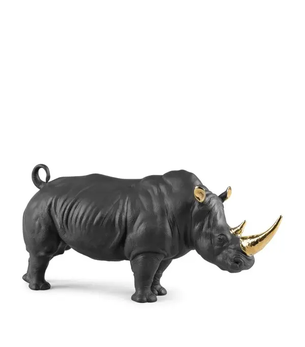 LLADRO Porcelain Rhino Figurine - Black