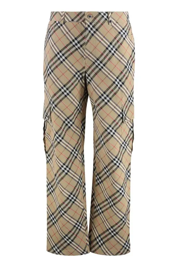 Burberry Linen And Cotton Trousers - Beige