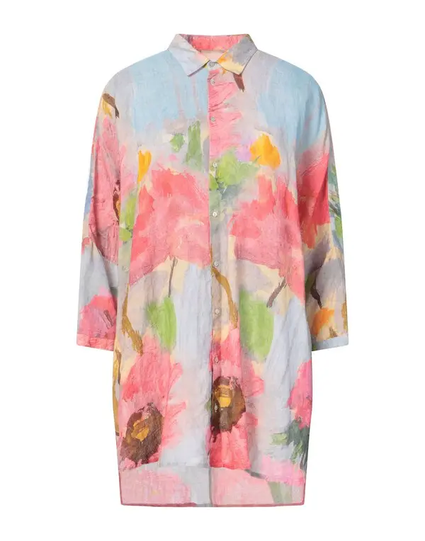 120% Lino Oversized Floral-print Linen Shirt