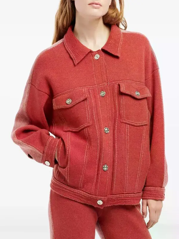 BARRIE Cashmere-cotton Denim Jacket - Red