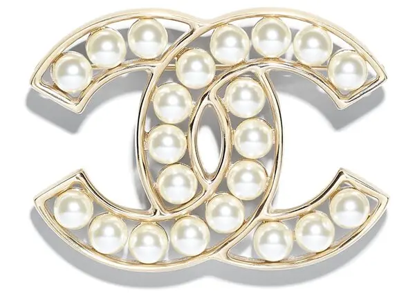 Chanel 19 Brooch - Gold/white
