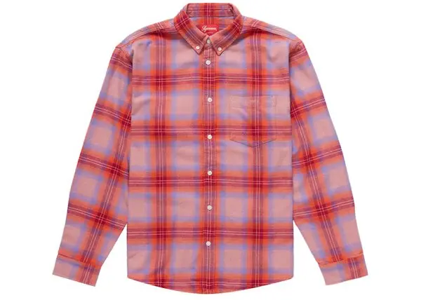 Supreme Brushed Plaid Flannel Shirt - Pink