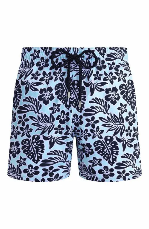 Vilebrequin Jungle Leaves Stretch Short Swim Shorts - Pacific